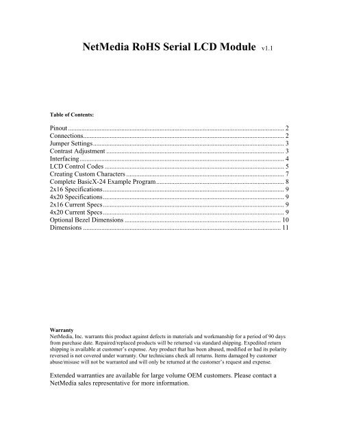 Serial LCD Display Module (PDF) - Basic X