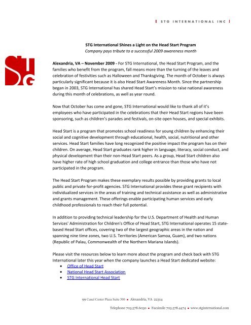 STGi Shines a Light on the Head Start Program - STG International