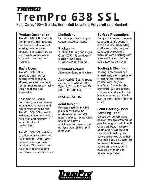 TremPro 638SSLpage1 - Tremco Sealants