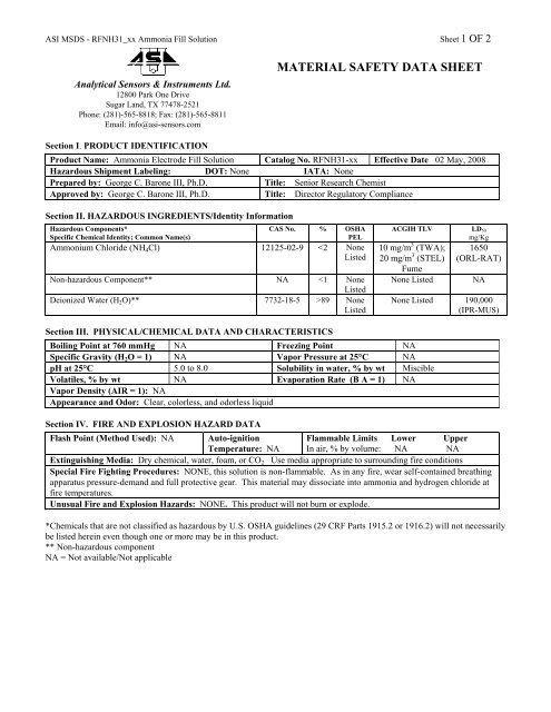 ASI MSDS - RFNH31_xx Ammonia Fill Solution.pdf - Analytical ...