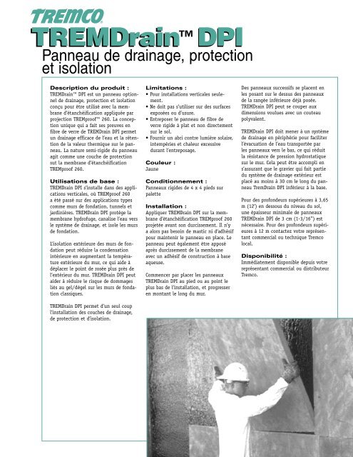 tremdrain dpi CaFr.indd - Tremco Sealants