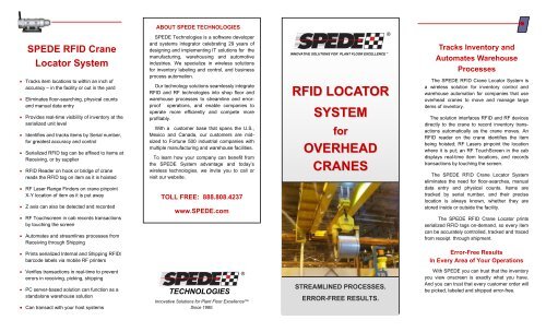 rfid locator system overhead cranes - SPEDE Technologies
