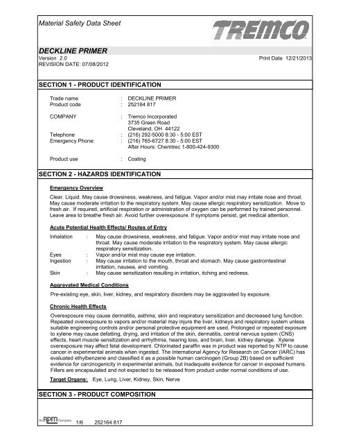 DECKLINE PRIMER - Tremco Sealants