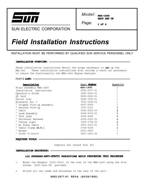 MEA-1400 - Snap-on Equipment