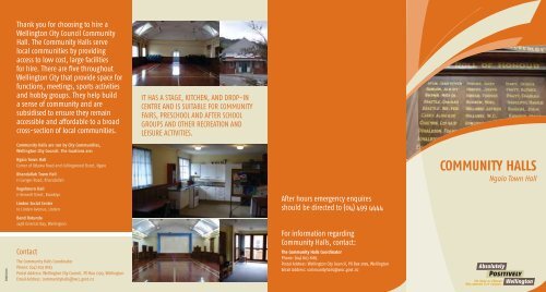 Ngaio Town Hall brochure - Wellington City Council