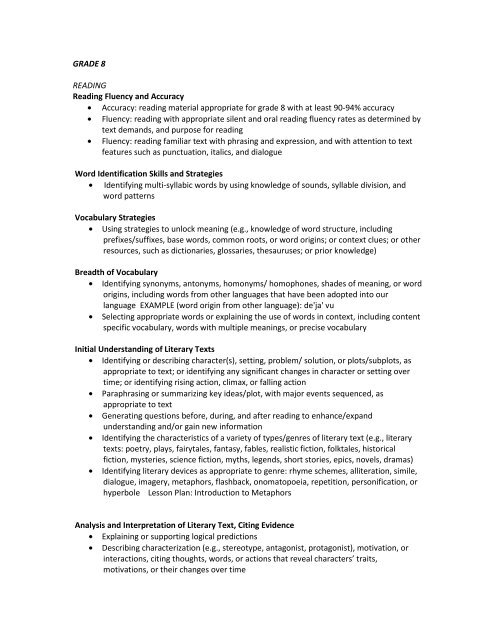 GRADE 8 READING Reading Fluency And Accuracy Accuracy GRADE 8 READING Reading Fluency And Accuracy Accuracy