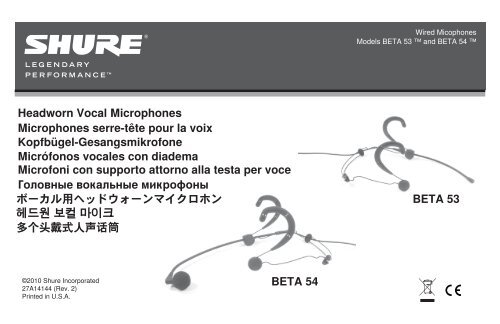 Shure Beta 53 and Beta 54 User Guide