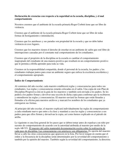 Un Plan de Disciplina Progresiva - Washoe County School District