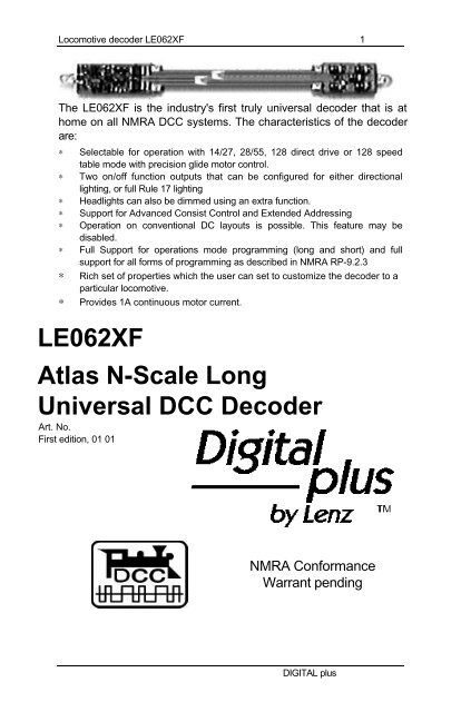 LE062XF Atlas N-Scale Long Universal DCC Decoder - Lenz USA