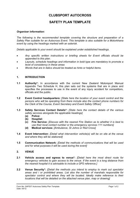 SAFE07 Autocross safety plan template.pdf - MotorSport New Zealand