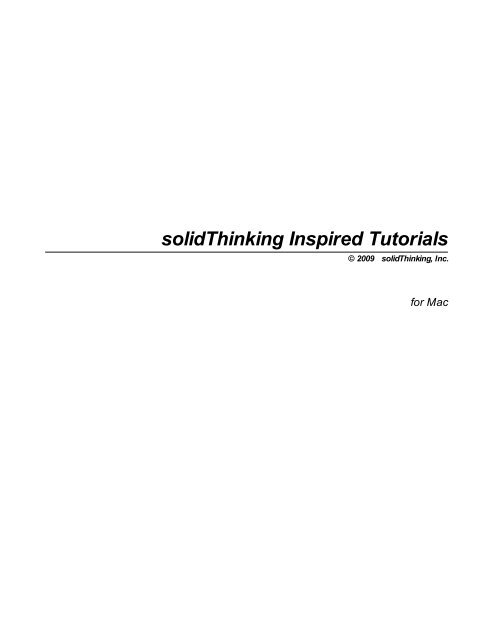 solidThinking Inspired Tutorials