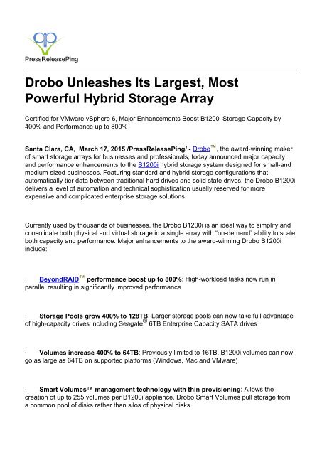 Drobo Unleashes Its Largest, Most Powerful Hybrid Storage Array