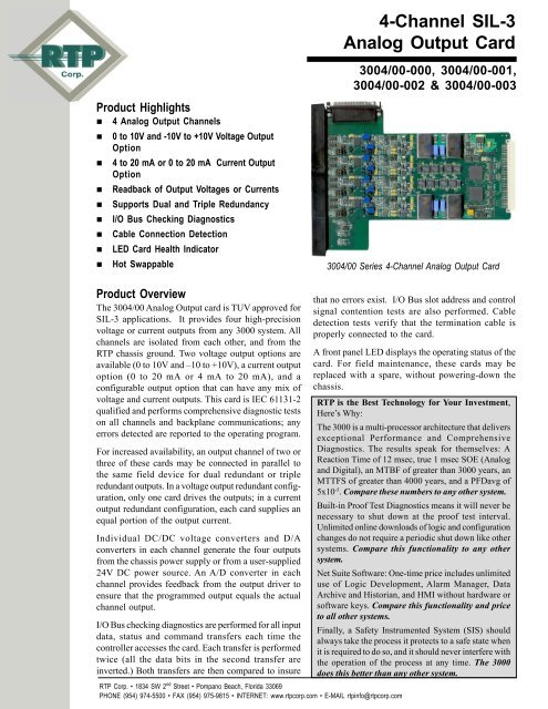 4-Channel Isolated Analog Output Card - RTP