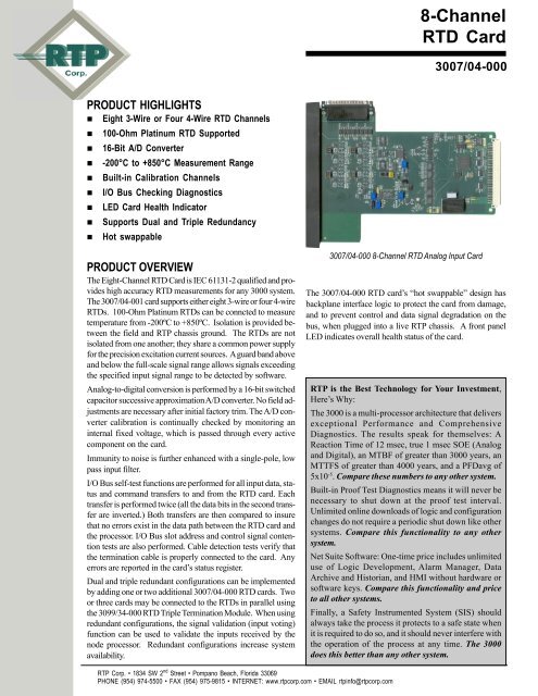 8-Channel RTD Card (3007/04) - RTP