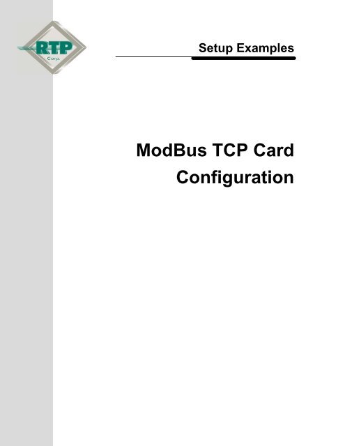 ModBus TCP Card Configuration - RTP