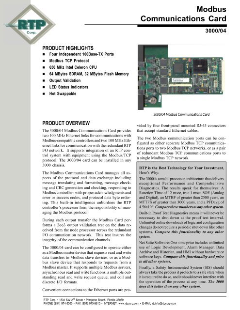 Modbus Communications Card - RTP