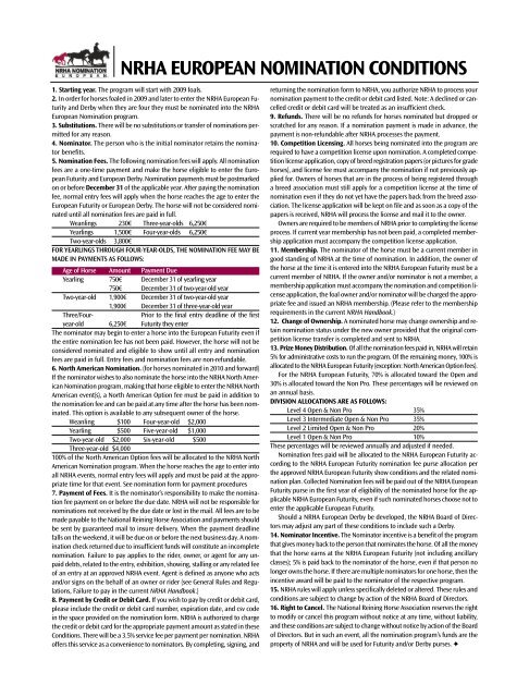 nrha european nomination