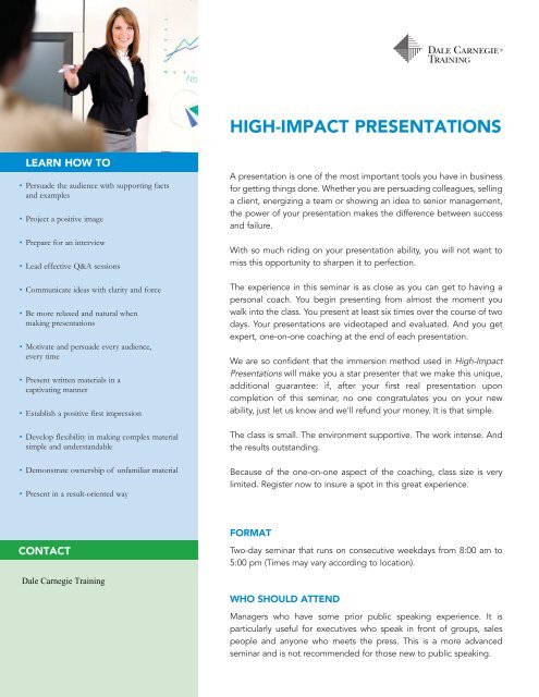 HIGH-IMPACT PRESENTATIONS - Dale Carnegie Training