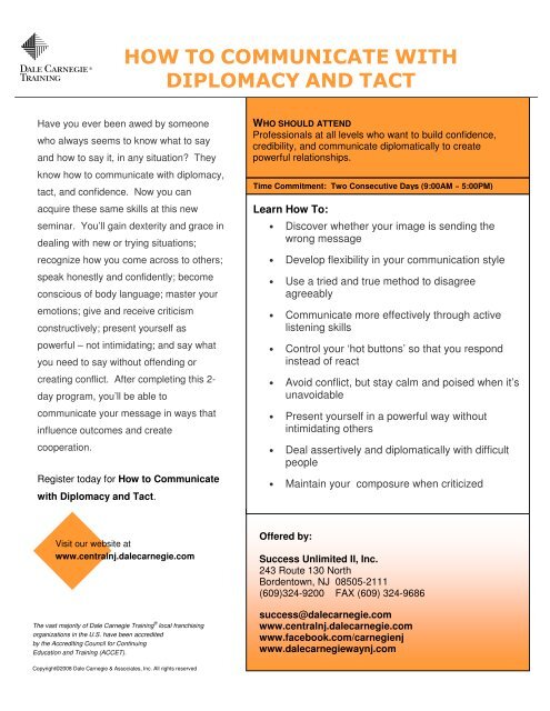 how to communicate with diplomacy and tact - Dale Carnegie Training