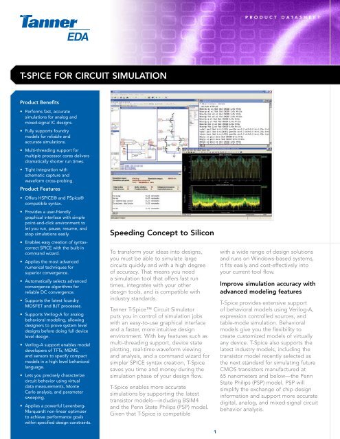 T-SPICE FOR CIRCUIT SIMULATION - Tanner EDA