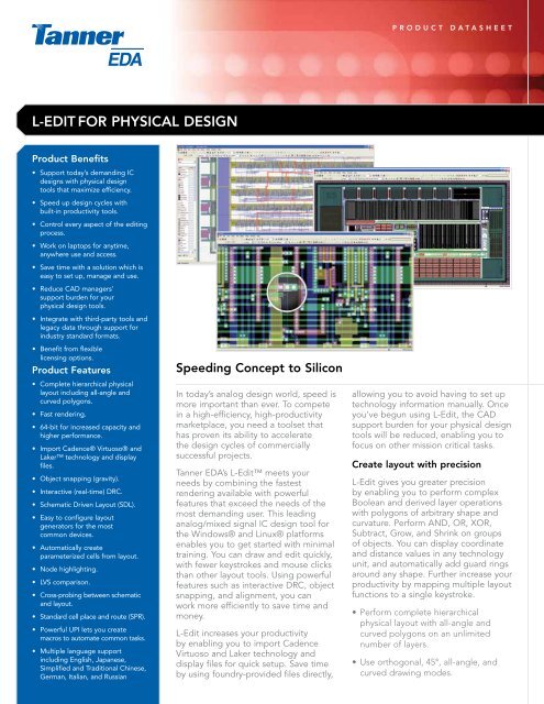 L-EDIT fOR PHYSICAL DESIgn - Europractice