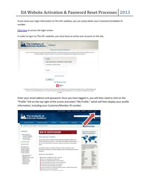 IIA Website Activation & Password Reset Processes - Global Institute ...