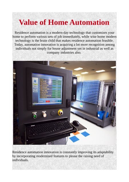 Value of Home Automation