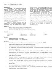 Chemistry Honors Lab Determining an Empirical Formula