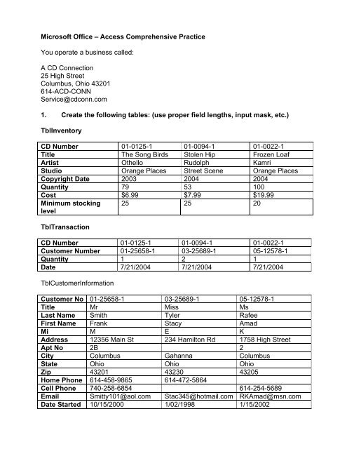 Comprehensive Database Exercise 3 - World Class CAD Home