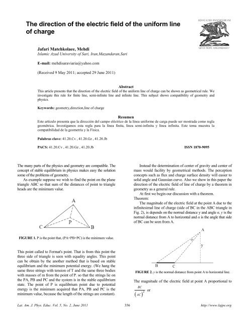 The direction of the electric field of the uniform line of charge