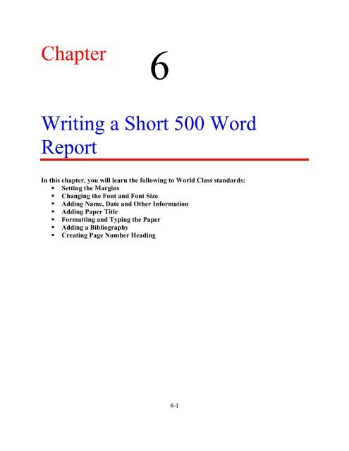 Chapter Writing a Short 500 Word Report - World Class CAD Home
