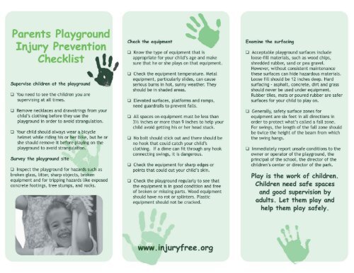Little Hands Playground Safety Brochure (w/ Parent's Checklist)