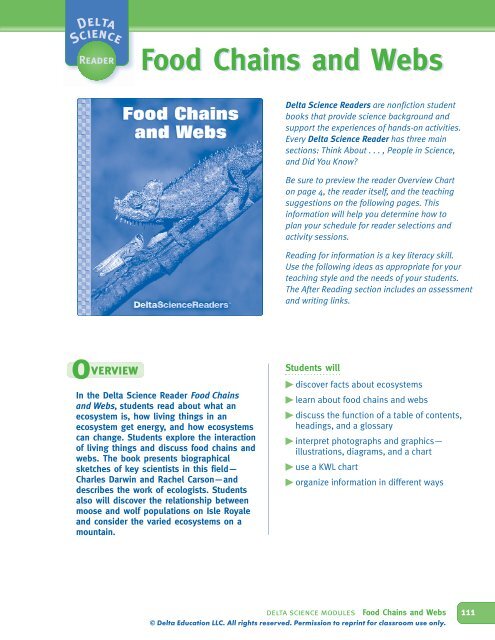 Food Chains and Webs Food Chains and Webs - Delta Education