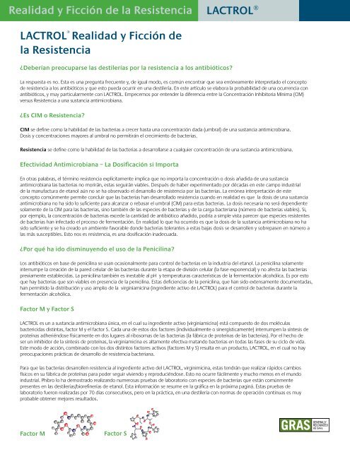 LACTROL® Realidad y Ficción de la Resistencia LACTROL ...