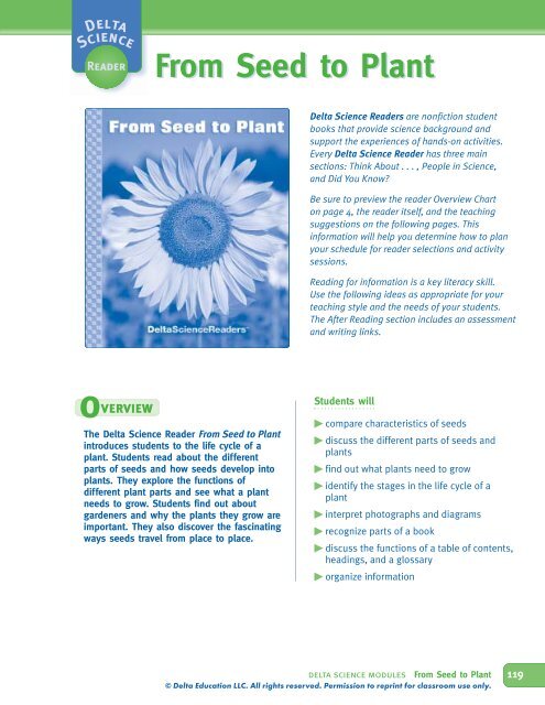 From Seed to Plant From Seed to Plant - Delta Education