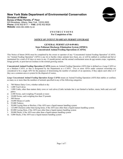 CAFO Notice of Intent (NOI) Form