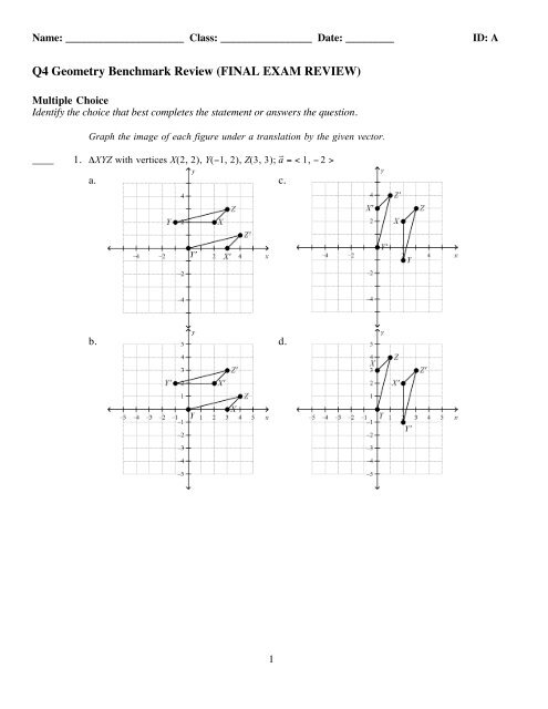 Q4 Geometry Benchmark Review (FINAL EXAM REVIEW)