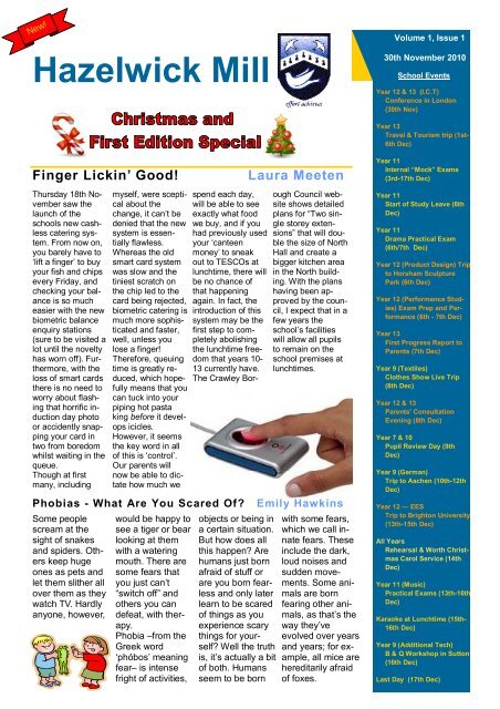 The Hazelwick Mill Newspaper Issue 1 (NHO ... - Hazelwick School