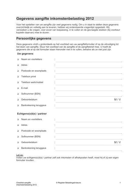 Checklist IB 2012 - NBA