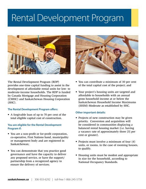 Rental Development Program factsheet - Social Services