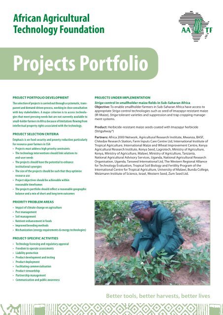 Projects Portfolio - African Agricultural Technology Foundation