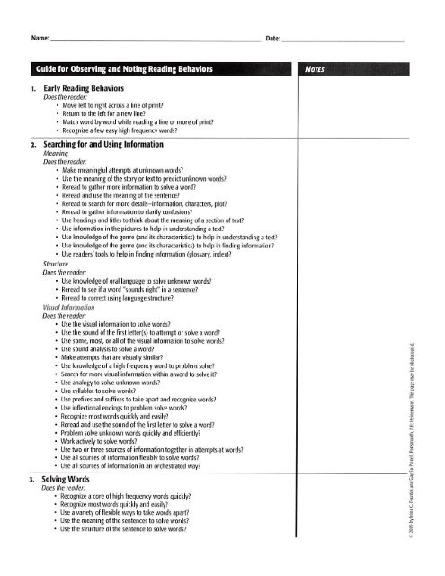 Guide for Observing and Noting Reading Behaviours - GSSD Blogs