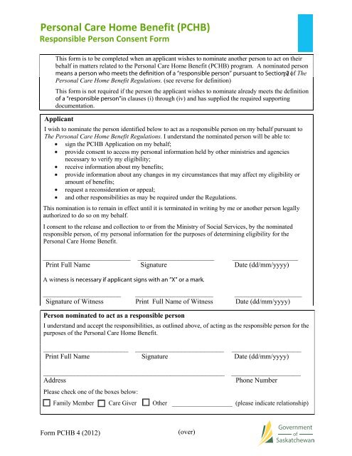 Responsible Person Consent - Social Services Responsible Person Consent - Social Services