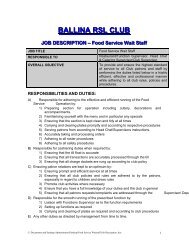 boardwalk menu - Ballina RSL Club