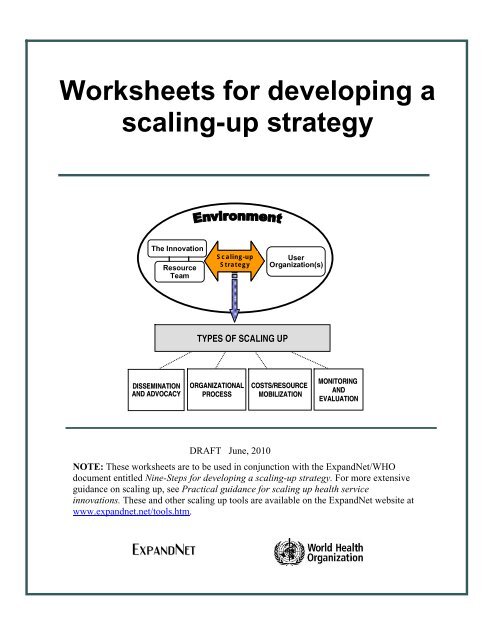 Worksheets for developing a scaling-up strategy - ExpandNet