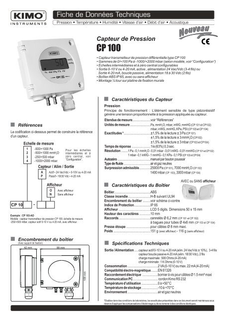 Fiche technique CP100 Kimo - DSC
