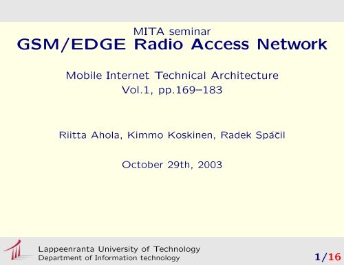 GSM/EDGE Radio Access Network - Department of Information ...