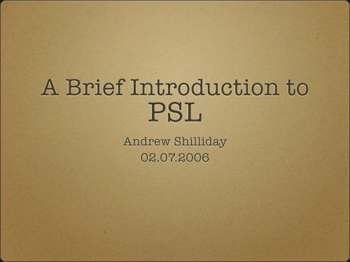 A Brief Introduction to