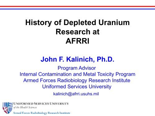 History of depleted uranium research at AFRRI - Uniformed Services ...