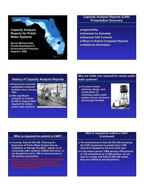 Capacity Analysis Reports for Public Water Systems Capacity ...